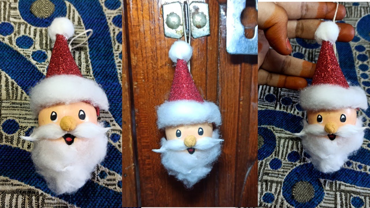 DIY Santa Claus face using egg shell | Christmas Tree Decoration ...