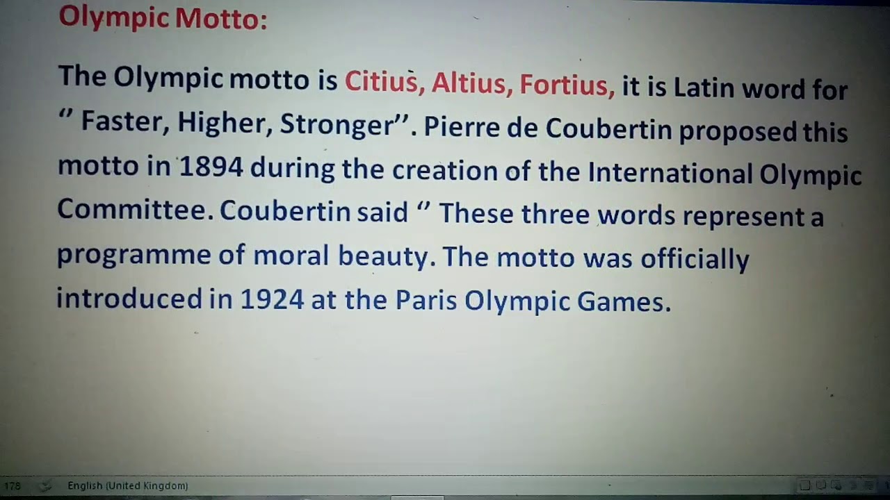 Olympic Symbol, Motto and Ideals - YouTube
