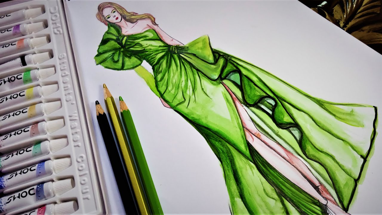 HOW TO DRAW FASHION CASCADE DRESS - YouTube