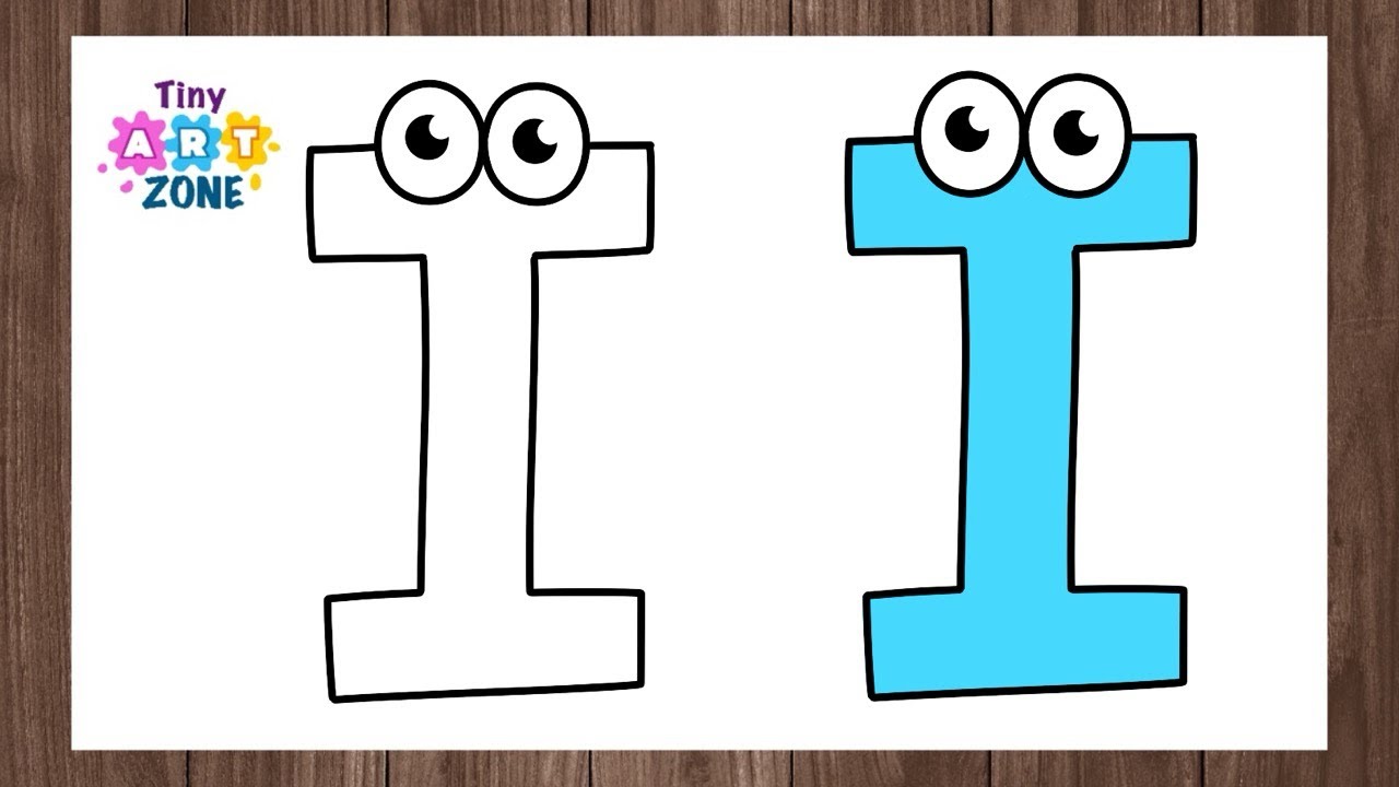 How to Draw Alphabet I Cartoon Letter Easy For Kids | Tiny Art Zone ...
