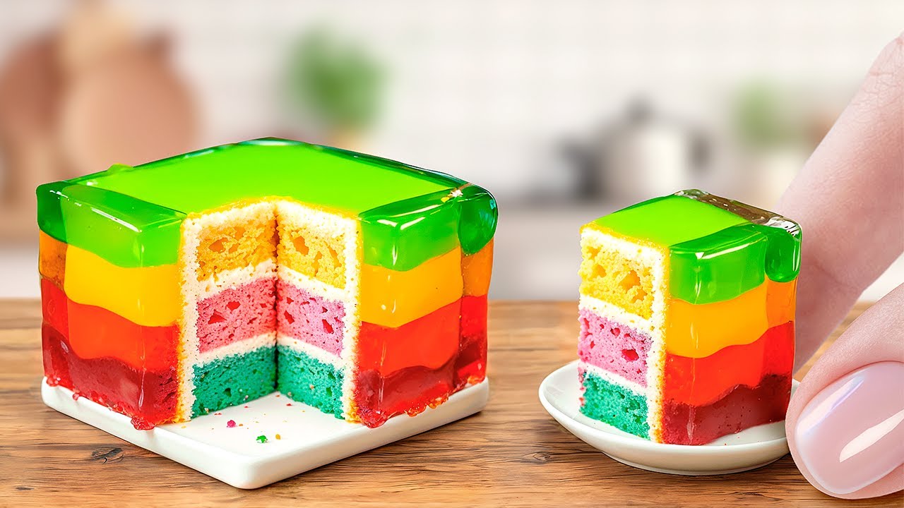 Fantastic Jelly Cake 🌈 Wonderful Miniature Rainbow Jelly Chocolate Cake ...
