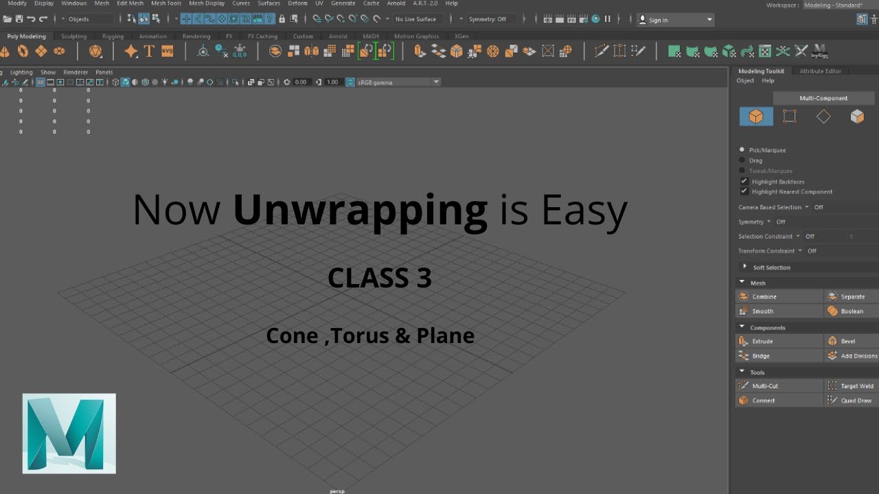 Uv Unwrapping cone, plane and torus in maya - YouTube