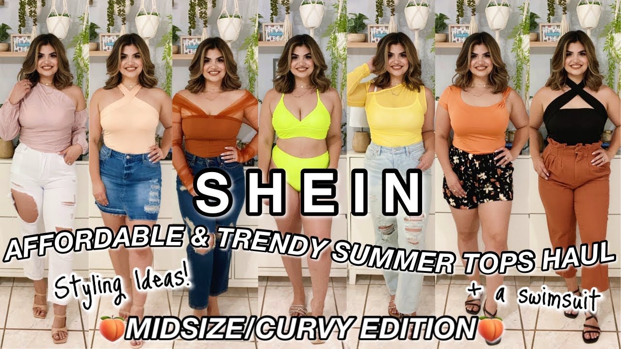 SHEIN SUMMER 2021 AFFORDABLE & TRENDY TOPS TRY ON HAUL *MIDSIZE/CURVY ...