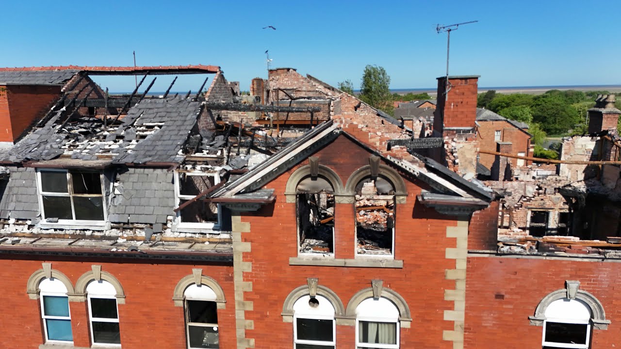 Fire Damaged Building - Hesketh Centre, Southport - YouTube