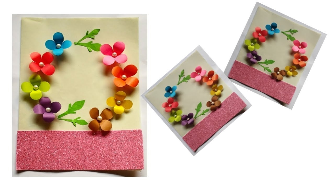 Paper flower card // how to make// flower card // card making - YouTube