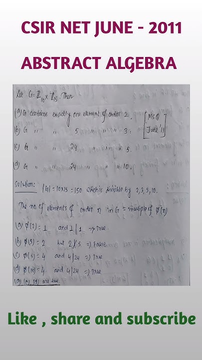 Shorts | #4 | CSIR NET JUNE 2011 | ABSTRACT ALGEBRA | NA Math Study - YouTube