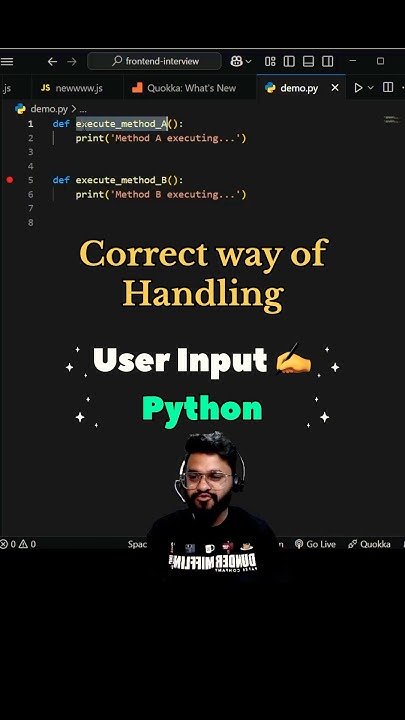 Correct way of handling user input in Python with match case #python #coding #programming - YouTube