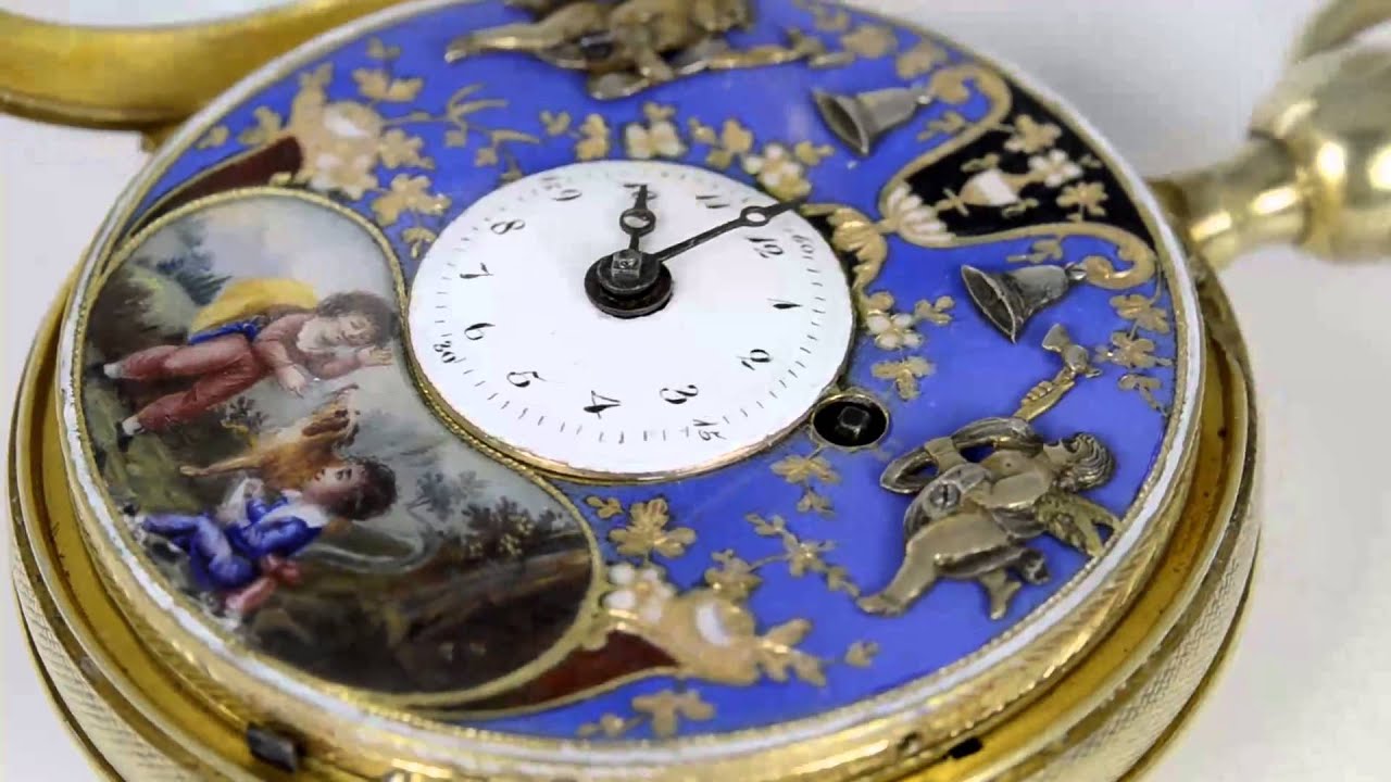 Pocket watch: extremely rare and very early figured automaton Jaquemart ...