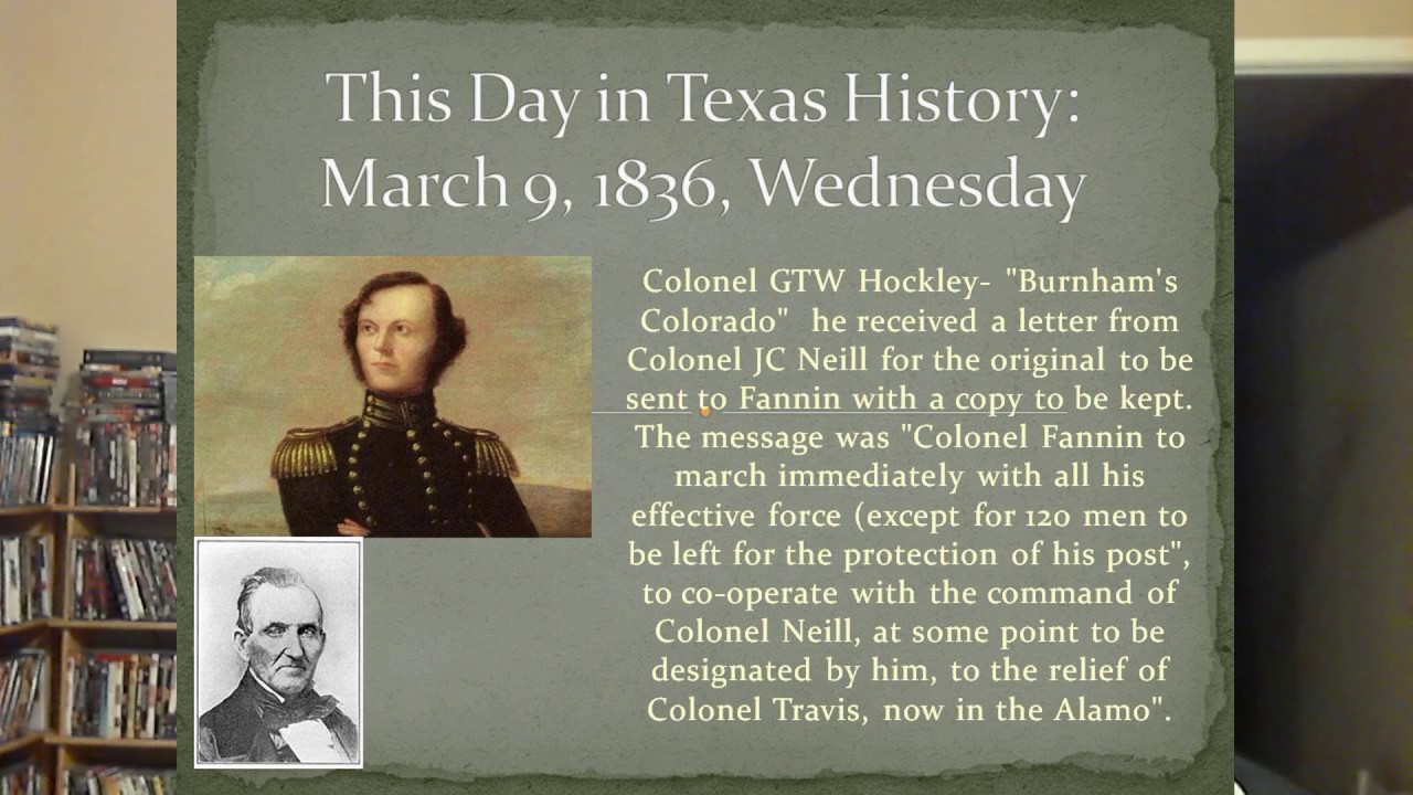 This Day In Texas History March 9, 1836 - YouTube