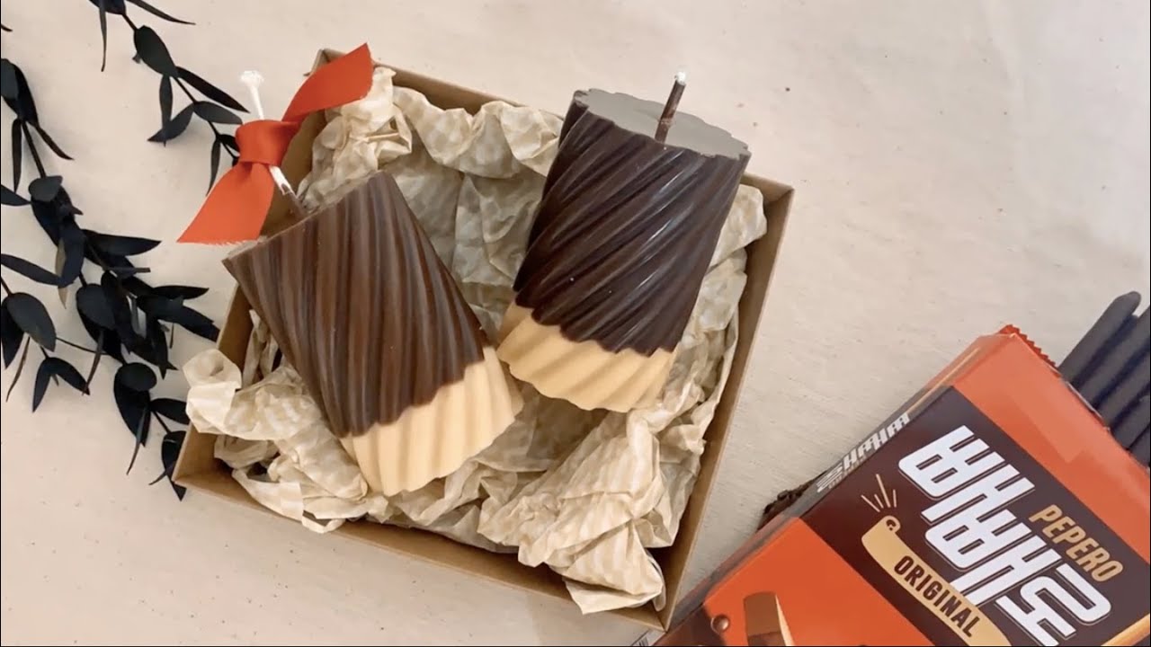 [SUB] Chocolate Snack Candle Making pepero pocky / DIY CANDLE RECIPE ...