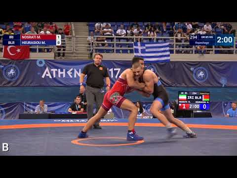 Repechage GR - 85 kg: M. NOSRATI (IRI) df. M. HEURASIOU (BLR) by VPO1, 4-1