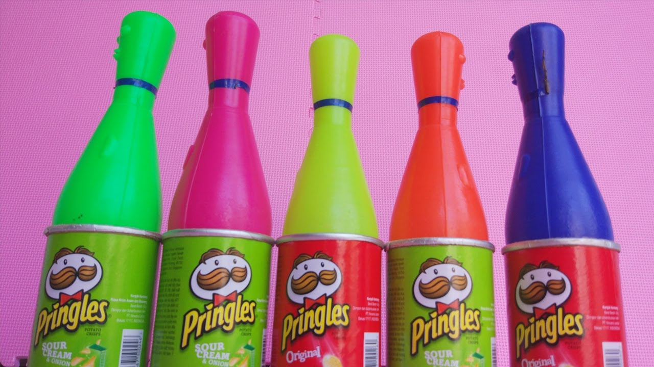 Learn Color and Counting with Bowling Pringles Fishing Truck Spiner ...