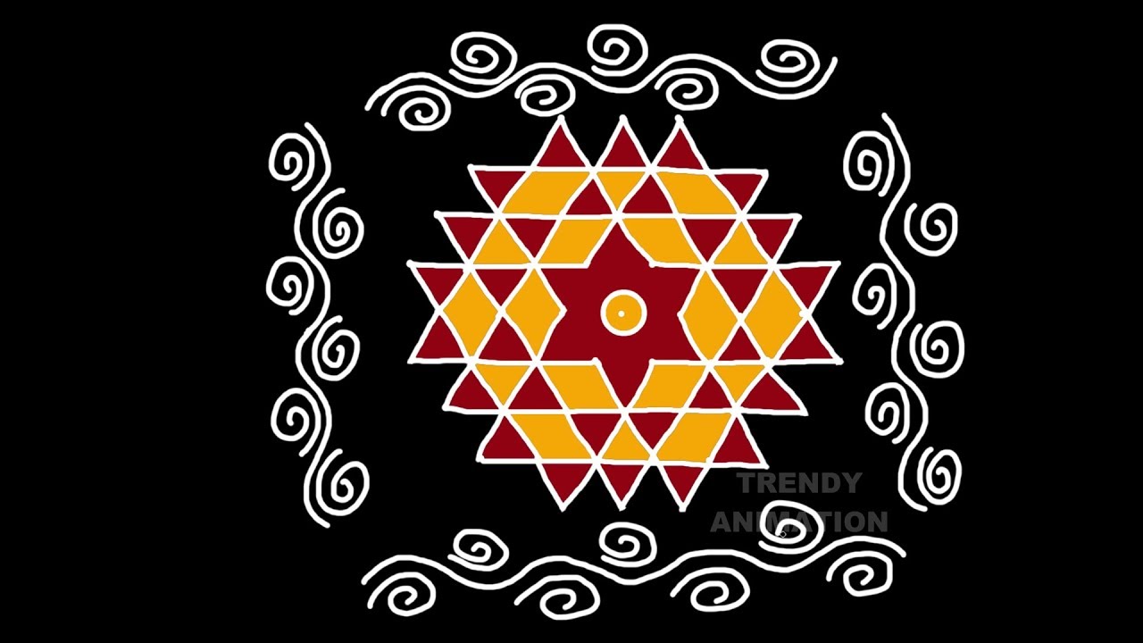 Aishwarya kolam step by step with borders | Friday lakshmi pooja ...