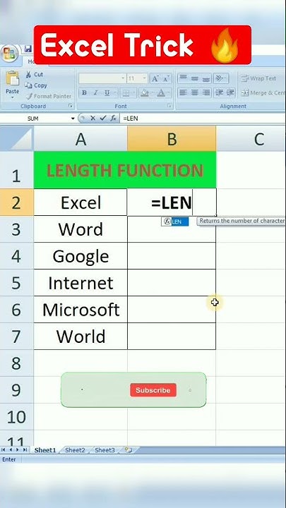 Length Function in Excel 🔥🔥MS Excel Advance Tips Part - 32 🔥🔥 #excel #shorts #ytshorts # ...