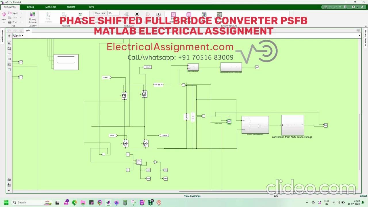Phase Shifted Full Bridge Converter PSFB - MATLAB ELECTRICAL ASSIGNMENT - YouTube