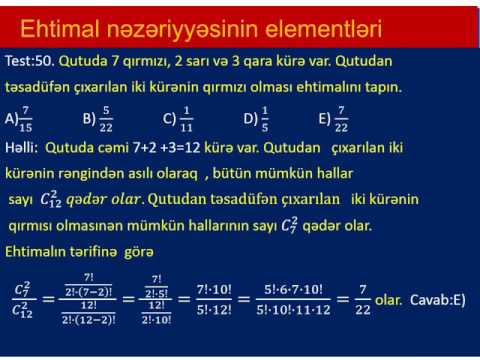 TQDK nin 1994-2015 Toplusu  Ehtimal nəzəriyəsi qayda,test 50-70 həlli