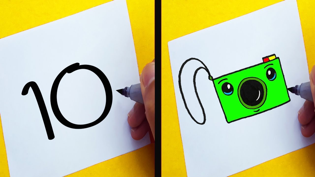 Very Easy ! How To Turn Number 10 Into Cartoon For Kids - YouTube