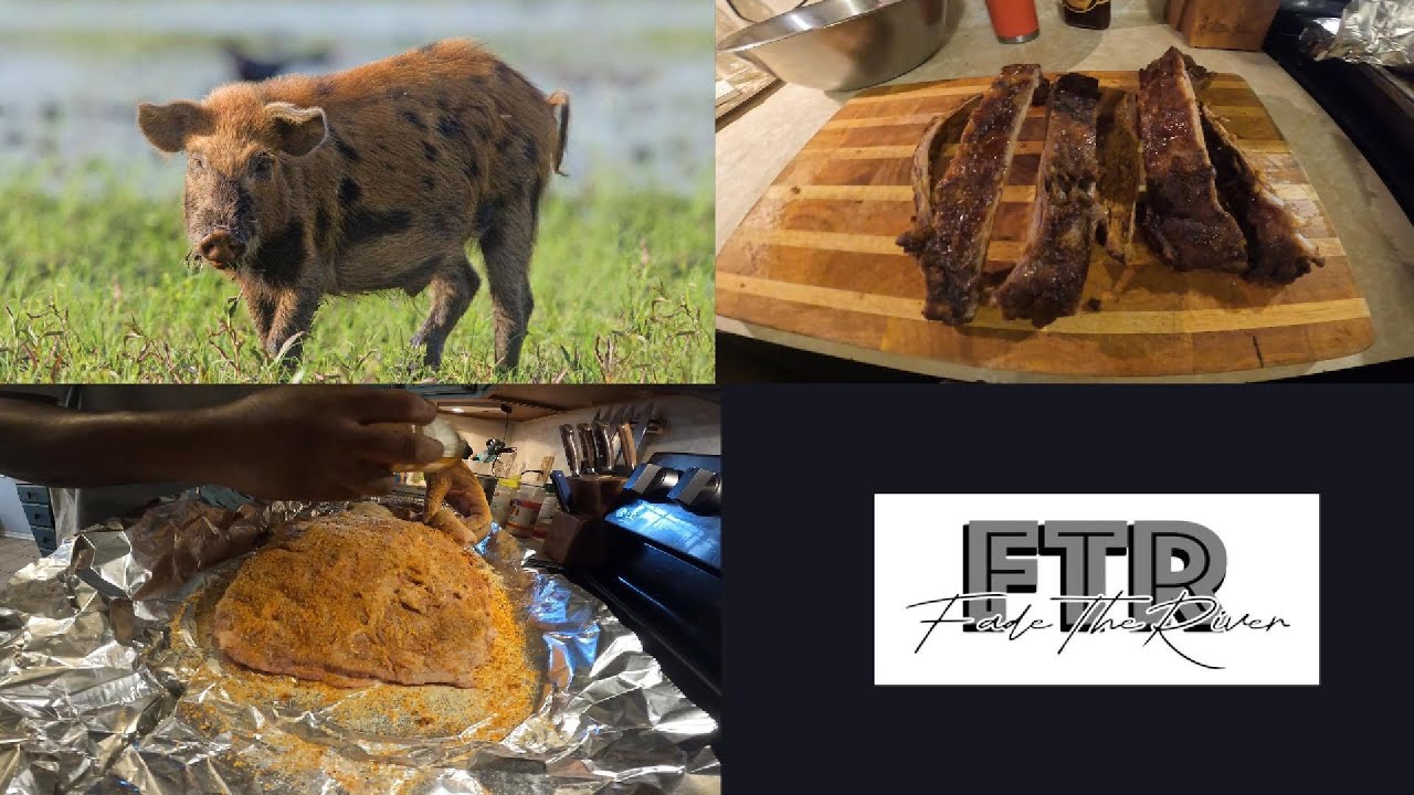 Texas wild hog dinner for the family.(catch, clean, cook) - YouTube