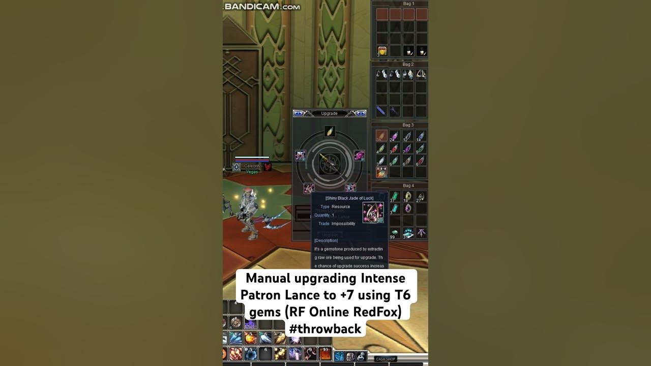 Manual upgrading Intense Patron Lance to +7 using T6 gems (RF Online RedFox) - YouTube