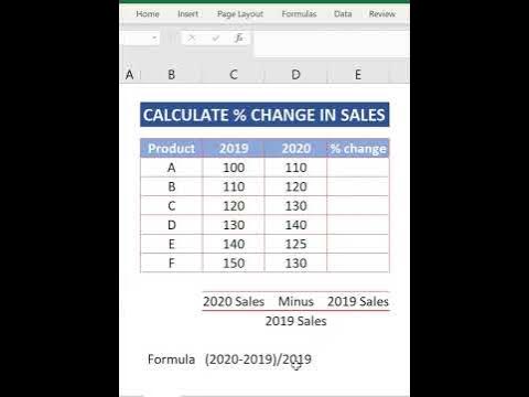 Short excel video - Calculate percentage change - YouTube