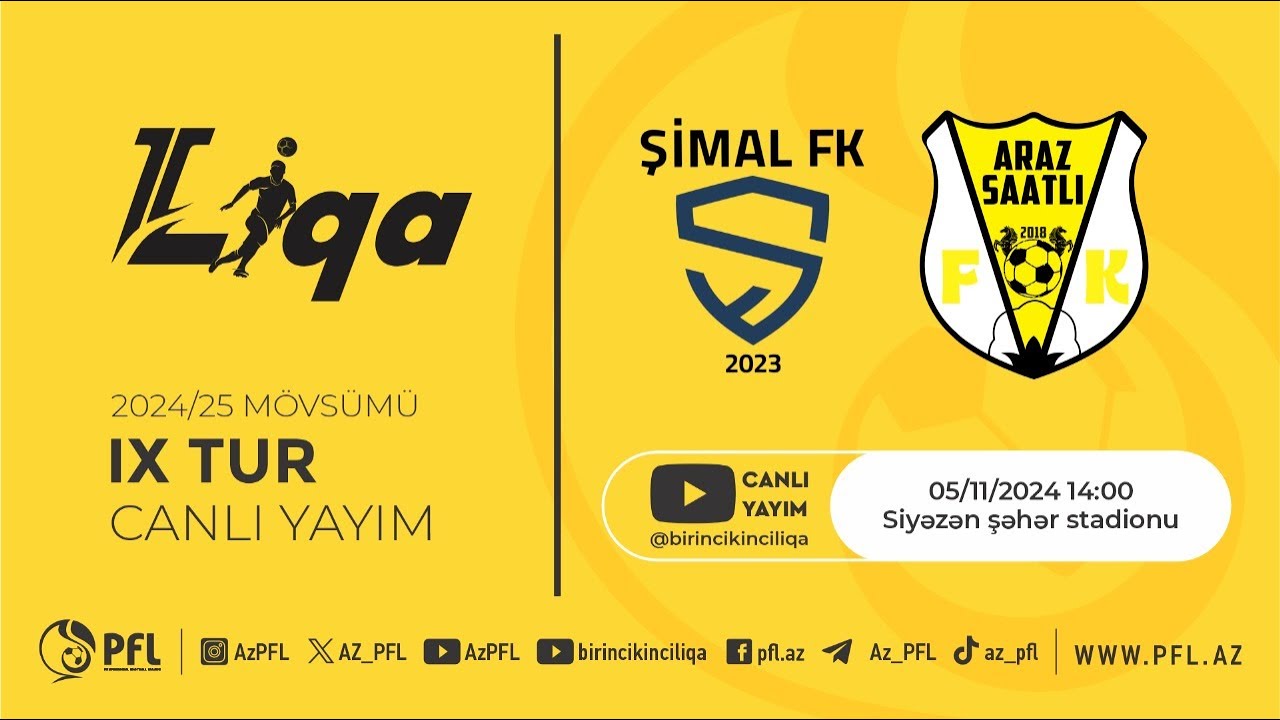 II Liqa 2024/2025 mövsümü IX tur “Şimal” – “Saatlı-Araz” - YouTube