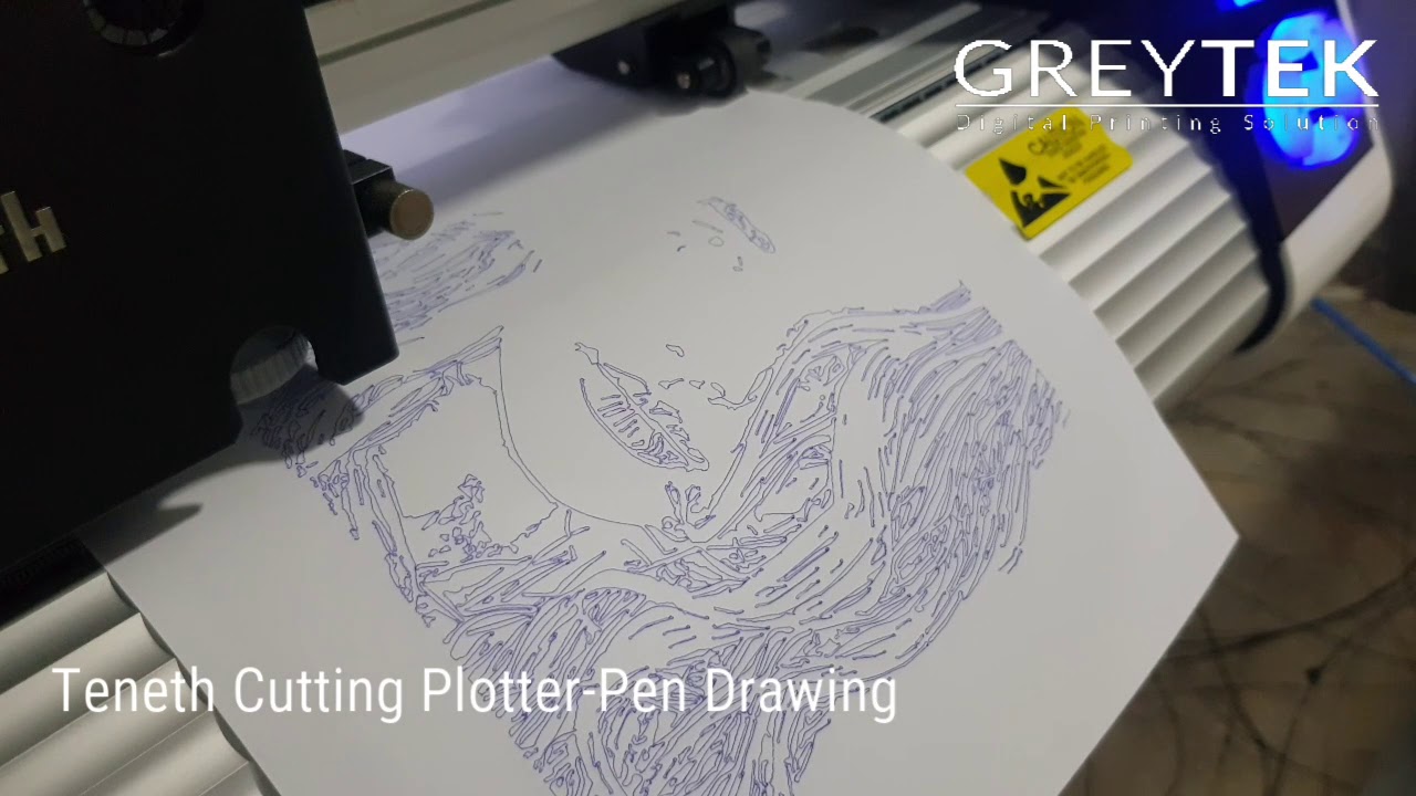 Teneth Cutting Plotter - Pen Drawing - YouTube