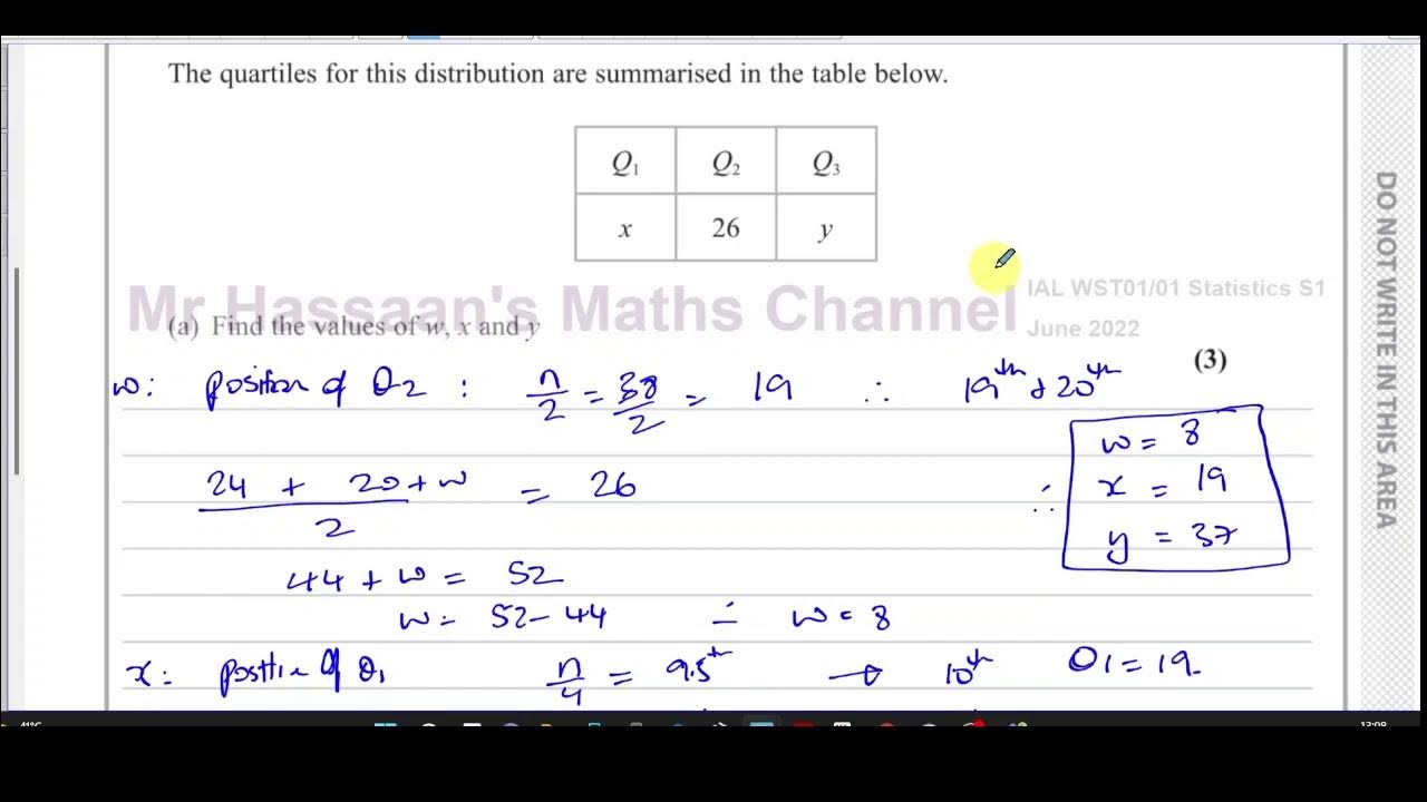 WST01/01, (Edexcel) IAL S1 June 2022, Q1, Stem & Leaf Diagrams, Box Plots, Outliers, Skewness ...