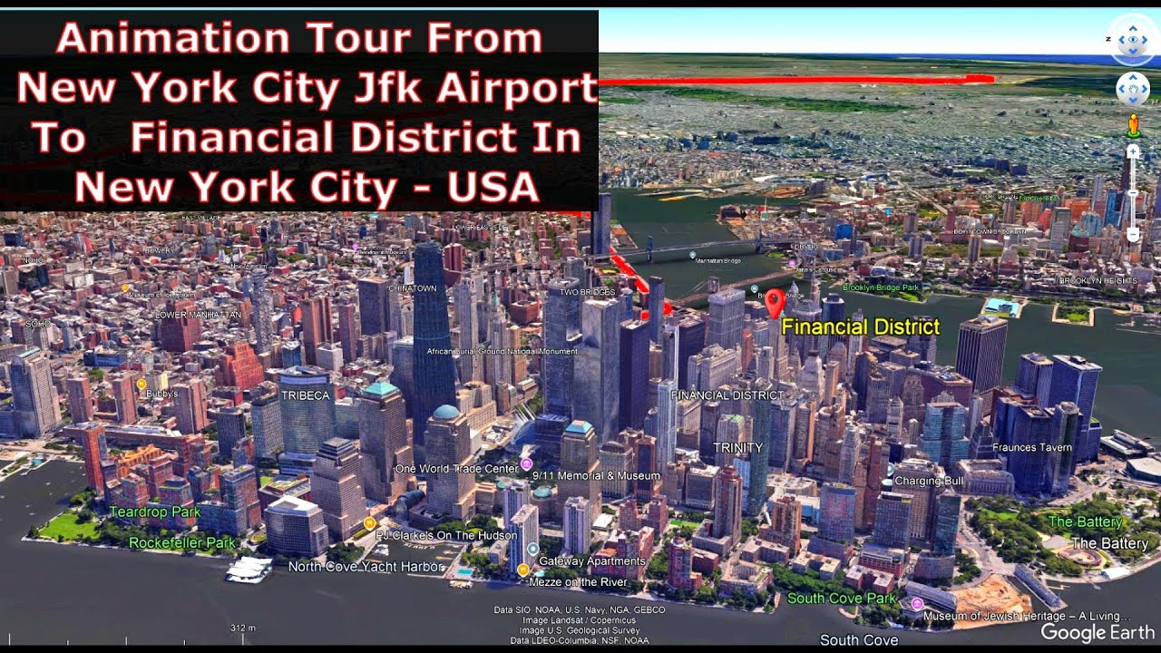 Animation Tour From New York City Jfk Airport To Financial District In ...