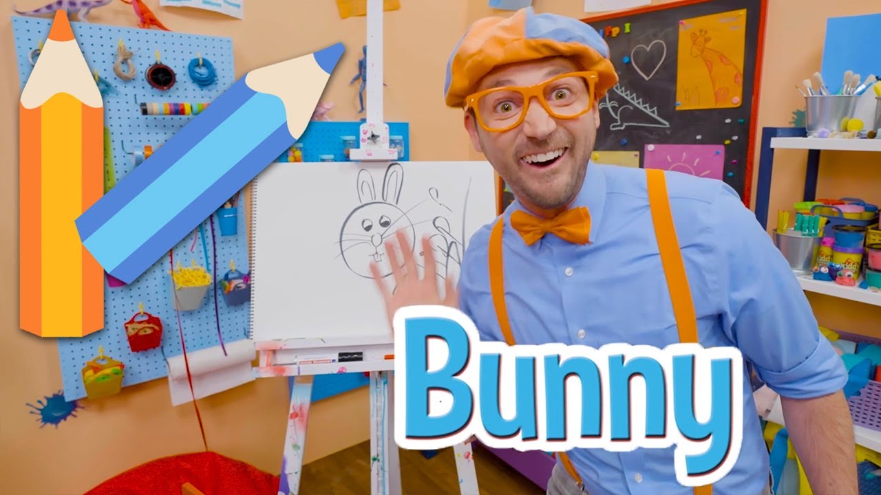 Blippi Draws A Bunny + More - EASY ART FOR KIDS! | Blippi's Drawing ...