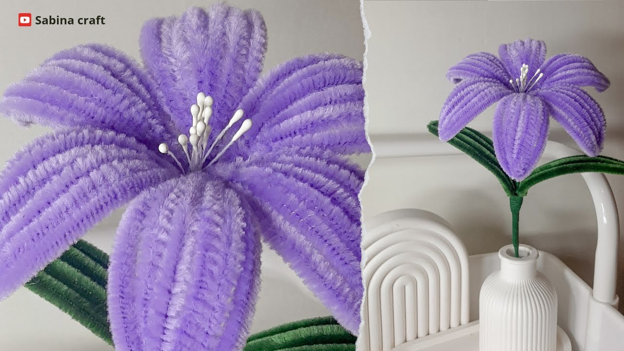 Tutorial Membuat Bunga Lily | Kreasi Bunga dari Kawat Bulu | Ide Jualan dari Pipe Cleaner - YouTube