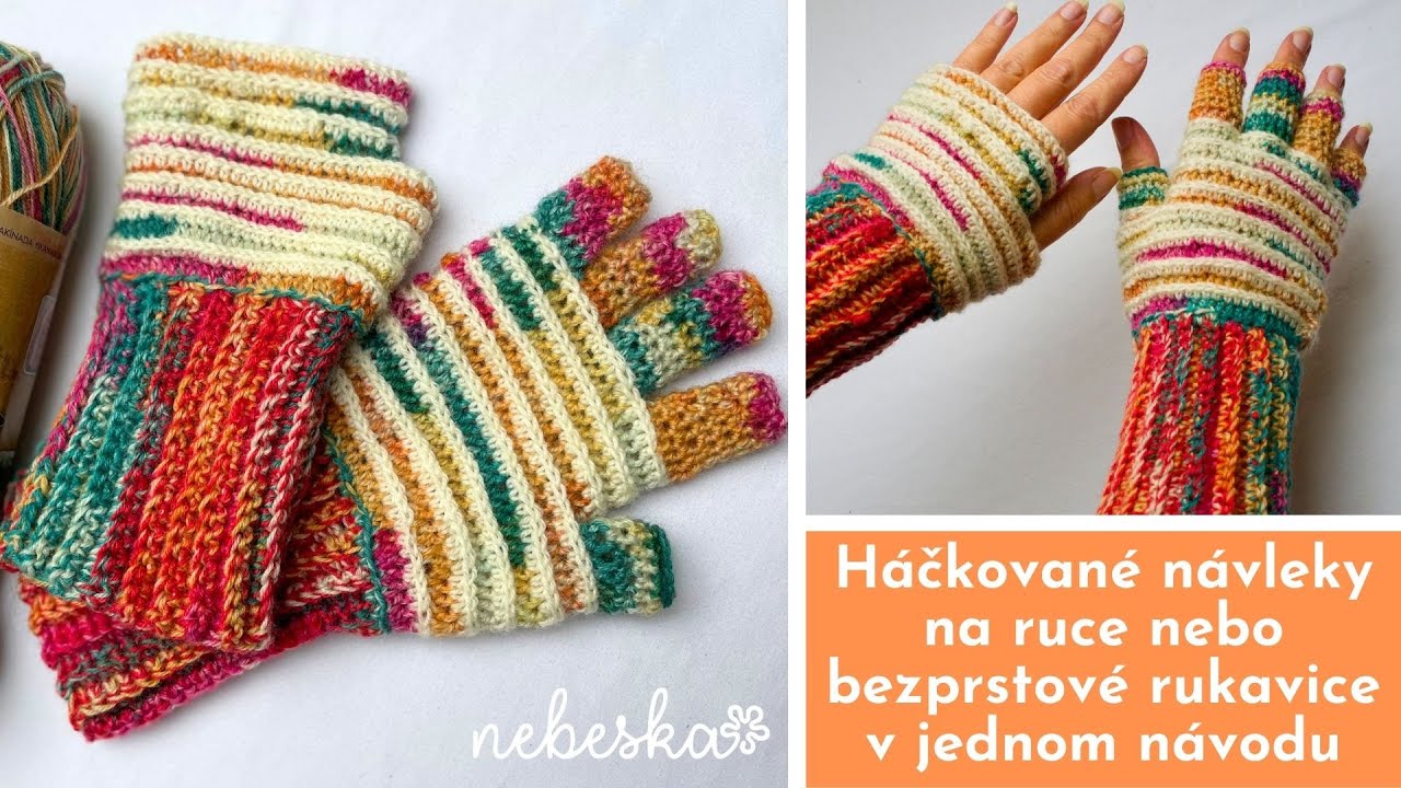 🧡Háčkované rukavičky ️bezprstové či návleky na ruce ️Rukavice z příze ...
