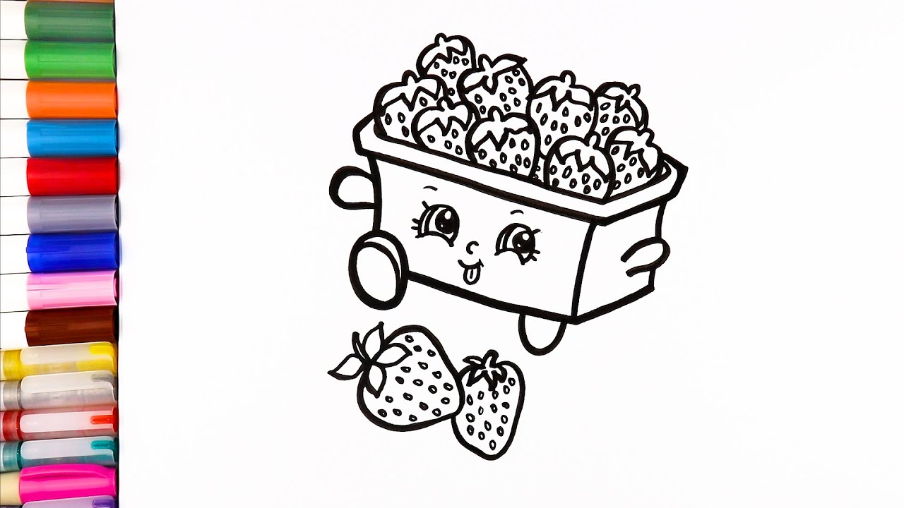 Drawing and Coloring Strawberry Box for Kids & Toddlers | Ariu Land ...
