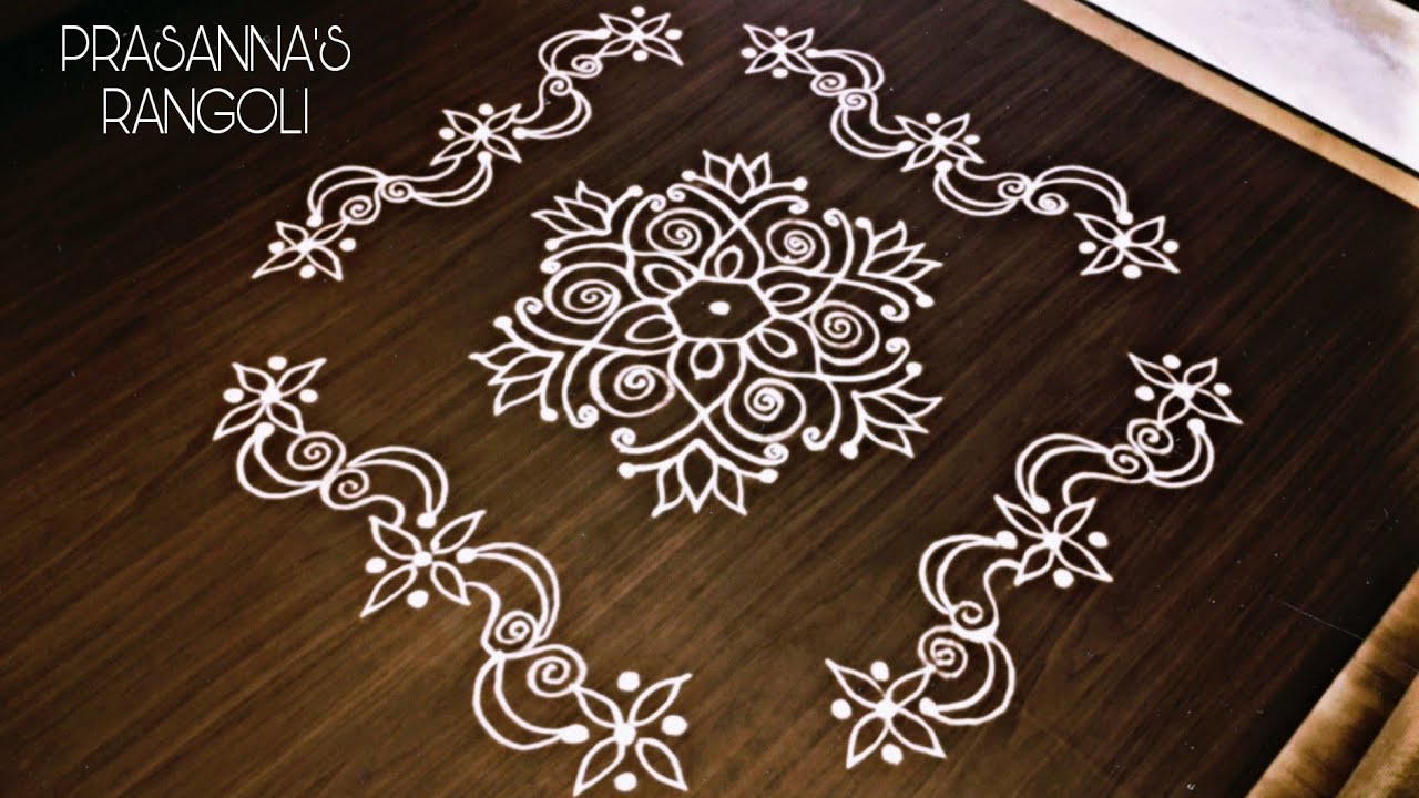 5X3 dots Friday Flower Rangoli with side designs@prasannasrangoli - YouTube