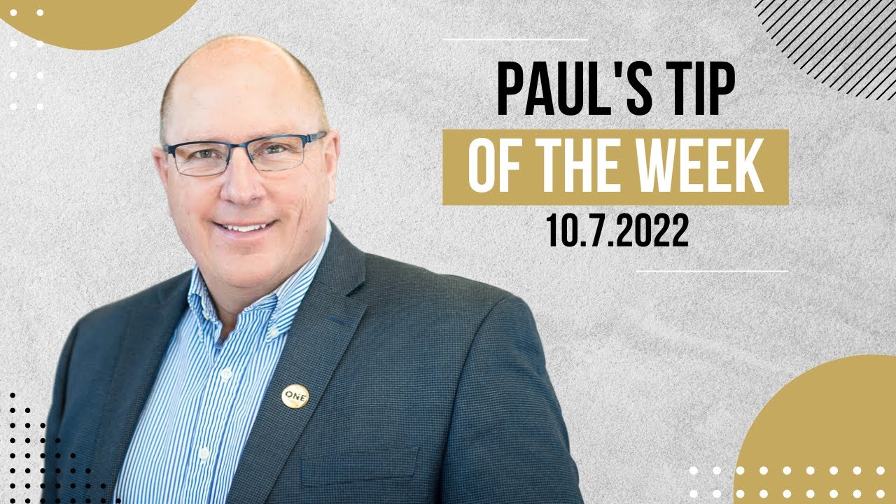 Paul's Tip of the Week 10.7.22 - YouTube