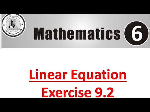 Linear Equations | Class 6 | Exercise 9.2 | Sindh Text Book Board - YouTube