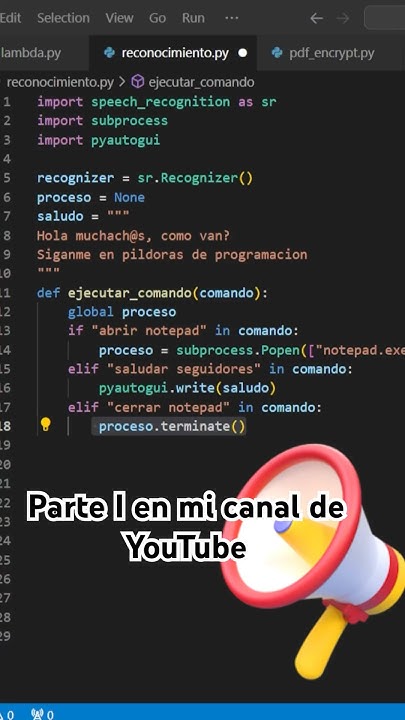 Reconocimiento de voz con Python parte II. #python #programacion #voicerecognition - YouTube