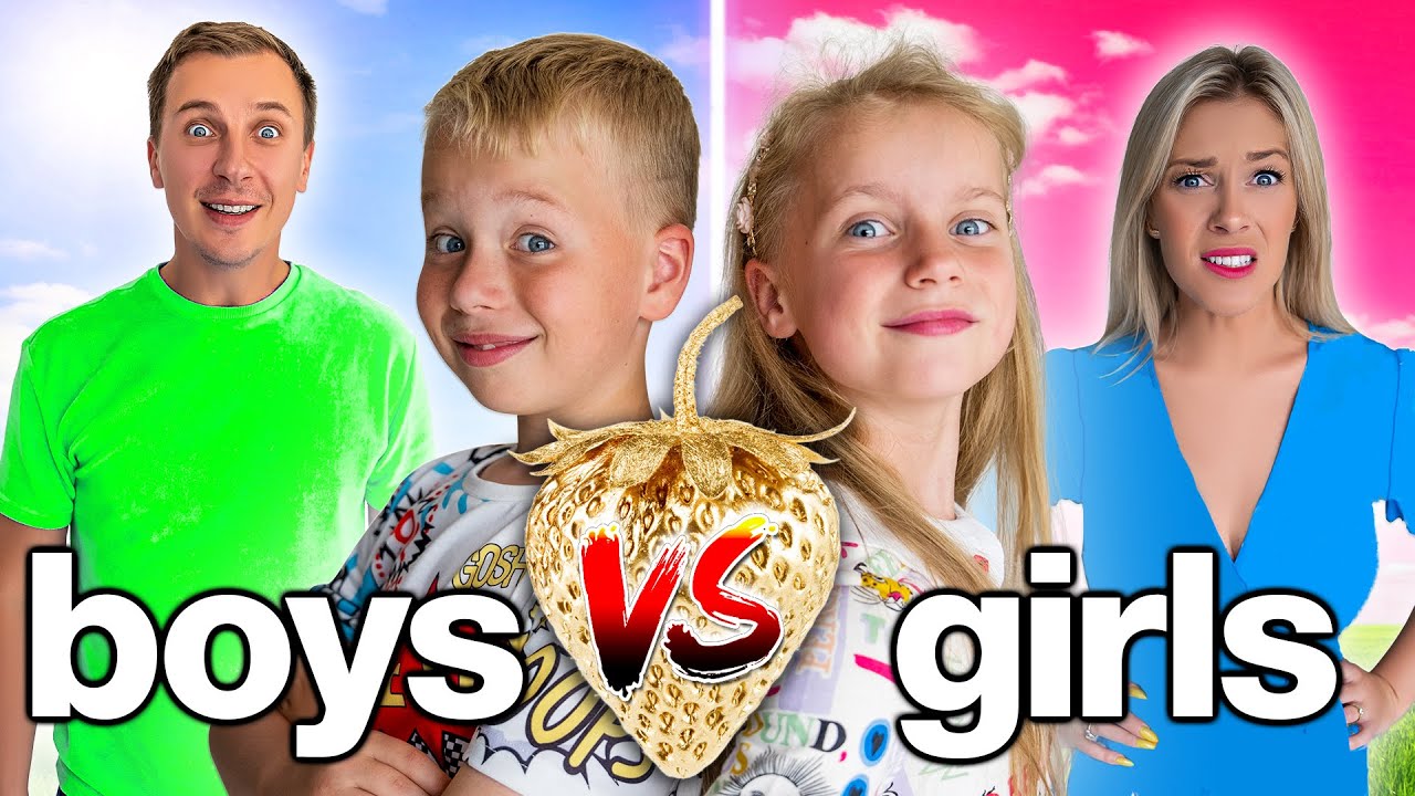 BOYS vs. GIRLS CHALLENGE (Strawberry Picking) - YouTube