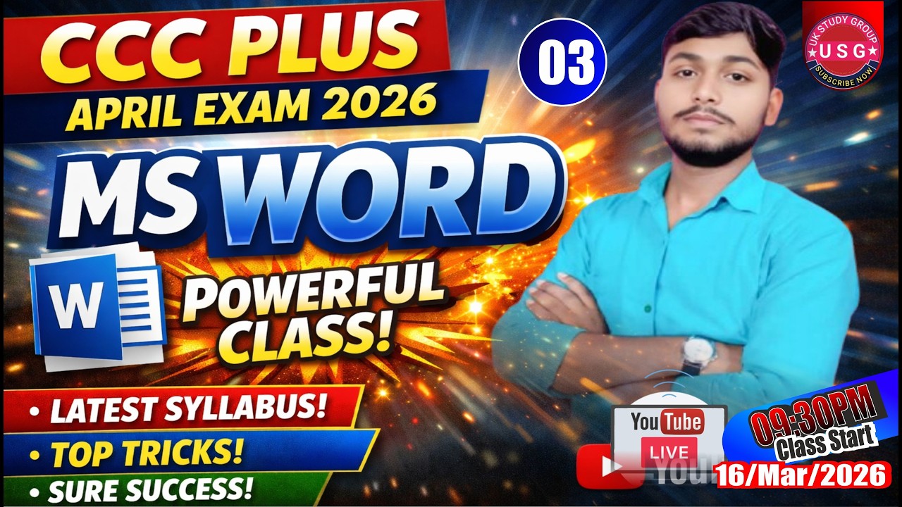 CCC Plus April Exam 2026 | Ms Word Class 03 | April CCC Plus Exam 2026 ...