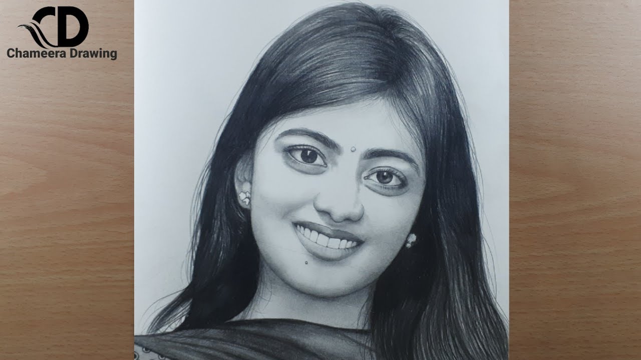 How to draw a girl " Kayal Anandhi "// step by step pencil drawing ...