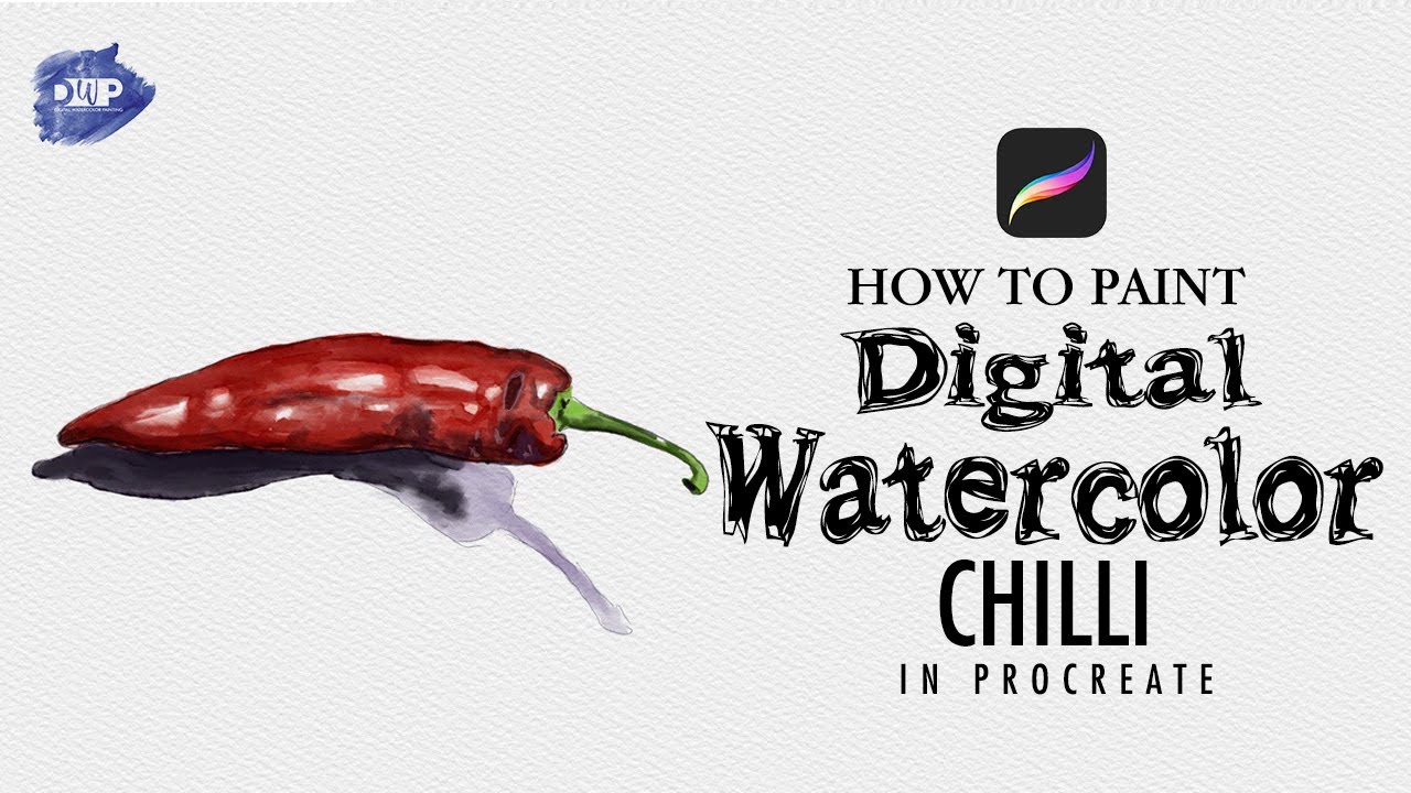 Procreate digital watercolour painting red chilli | how to paint ...