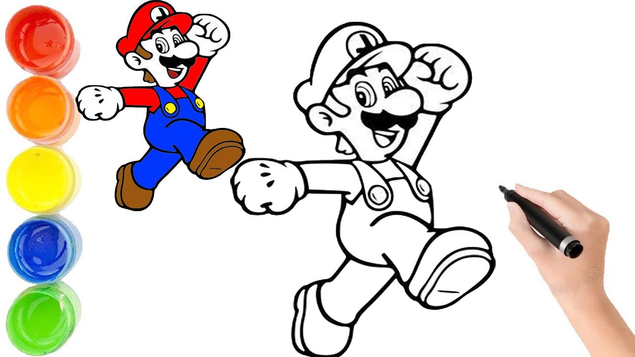Super Mario Drawing Easy || Drawing and Coloring Super Mario step by ...