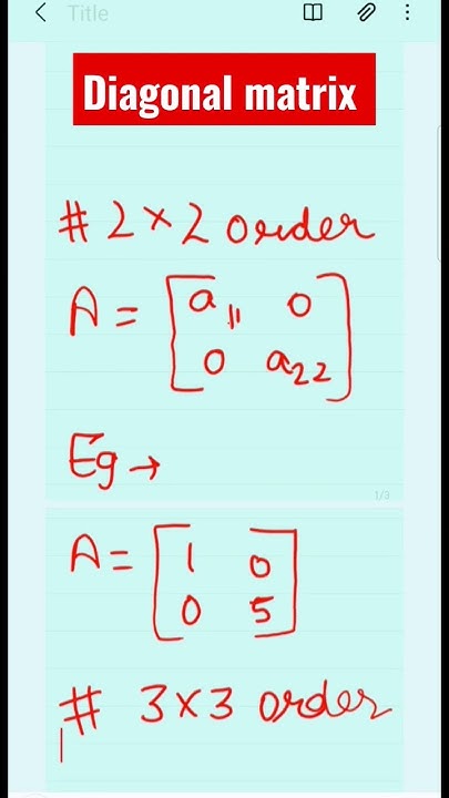 Diagonal matrices of order 2×2 and 3×3 with example #diagonalmatrix ...