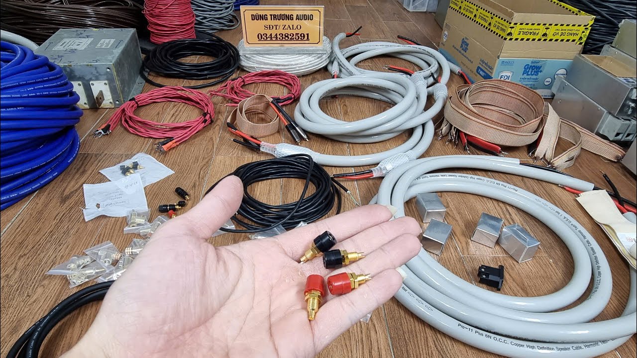 dây loa bãi mỹ xịn đan vải woven electronic ,dây loa hi end harmonich tech ,cọc loa đức chính ...