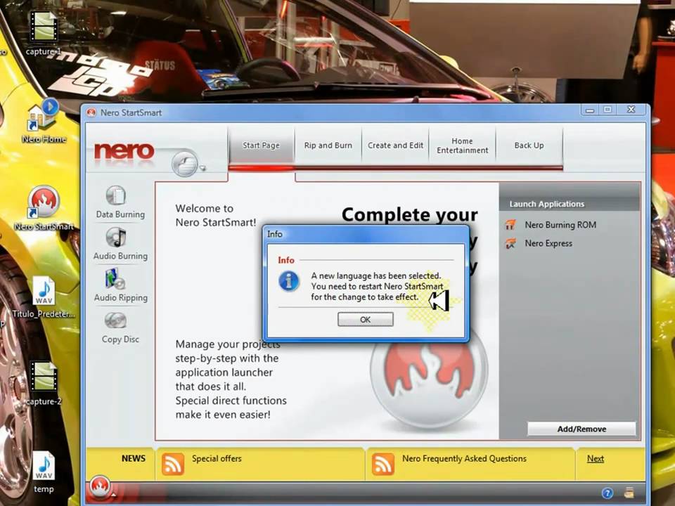 como descargar, instalar y cambiarle el idioma a nero 8 - YouTube