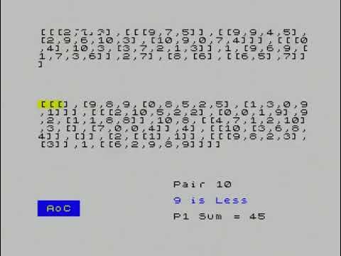 Advent of Code, Day 13, 2022 Visualized — ZX Spectrum BASIC, run on Spectrum Next - YouTube