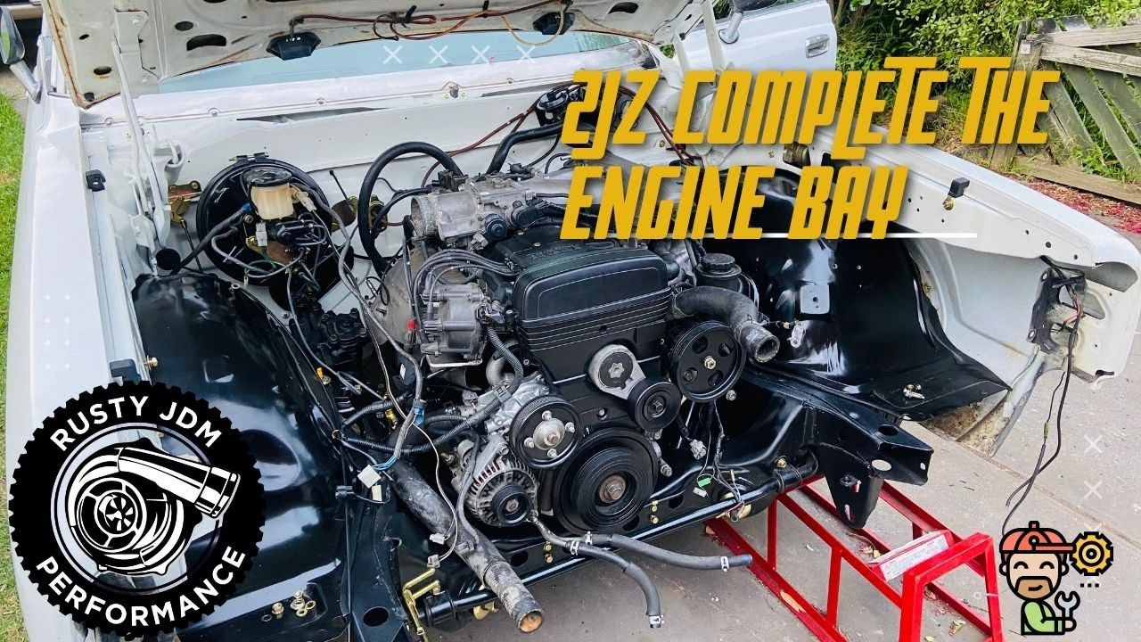TOYOTA CROWN MS85 1975 2JZ SWAP PART 11 PUTTING THE ENGINE BACK INTO ...