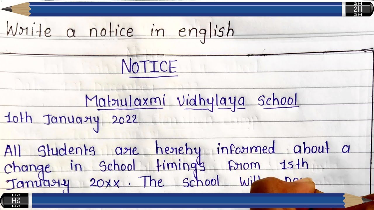 how to write a school notice | notice writing format | notice writing ...