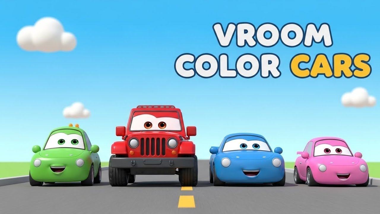 Red Car Jeep Song 🚙 | Green Blue Pink Cars | Learn Colours & Vehicles ...