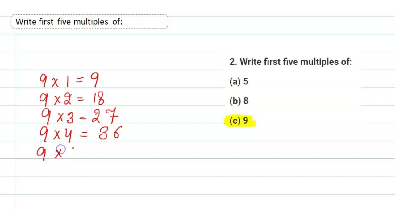 Write first five multiples of: 9 - YouTube