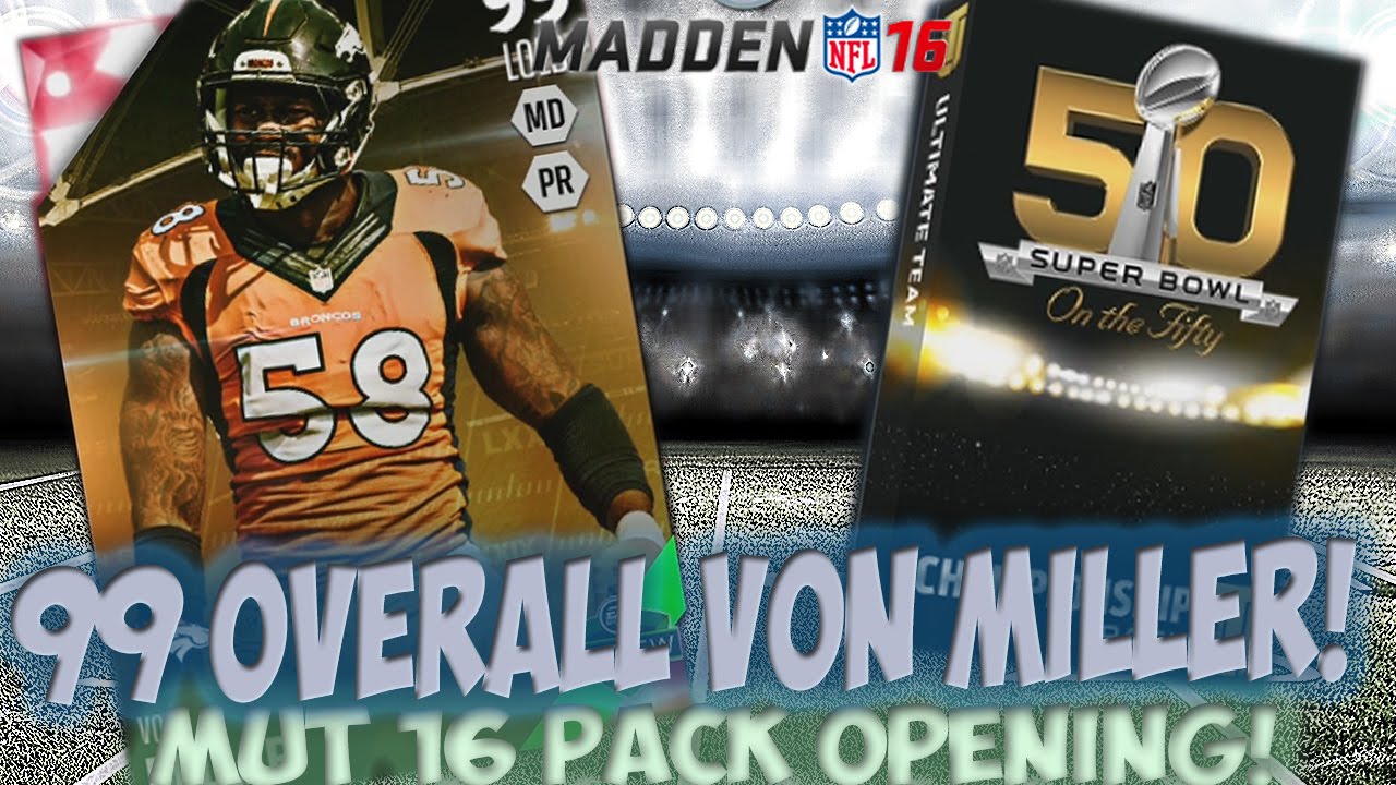 MUT 16 PACK OPENING | 99 OVERALL VON MILLER! GIVEAWAY WINNER ANNOUNCED ...